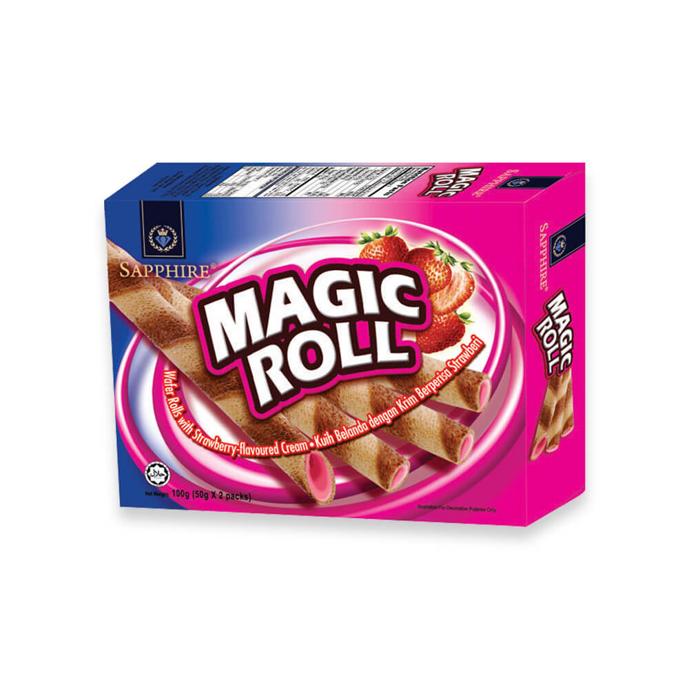 Sapphire Magic Roll Strawberry 100 g – Sapphire Confectionery